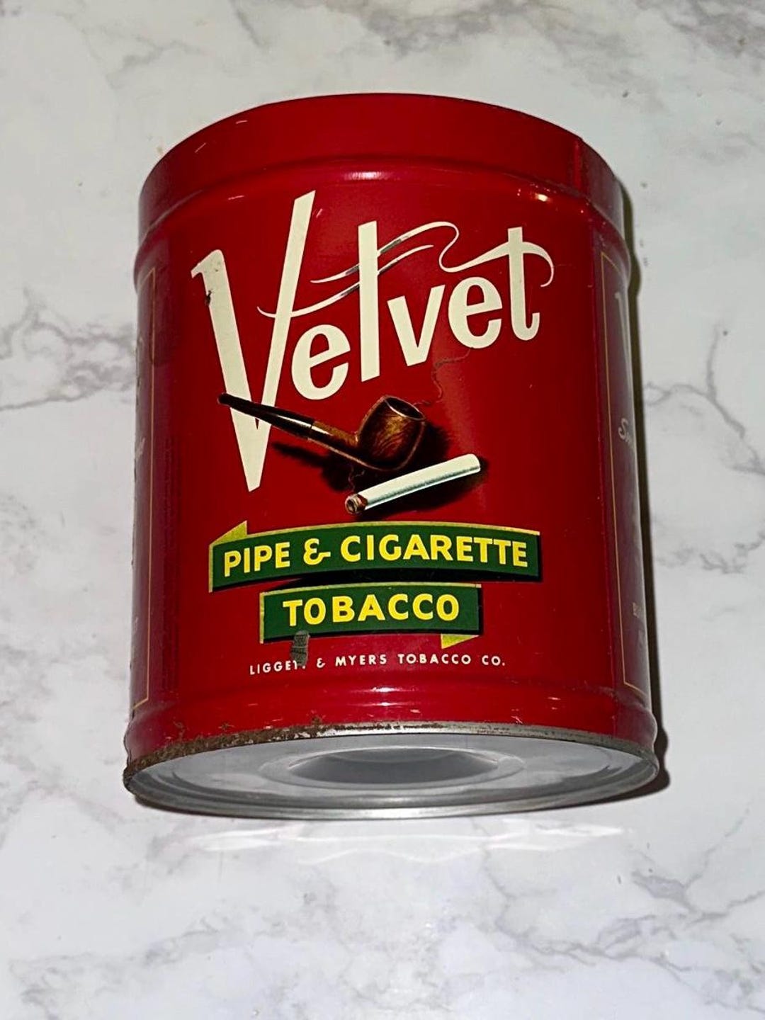 Vintage Round Velvet Tobacco Cigarette Liggett & Meyers Large Tin - Etsy
