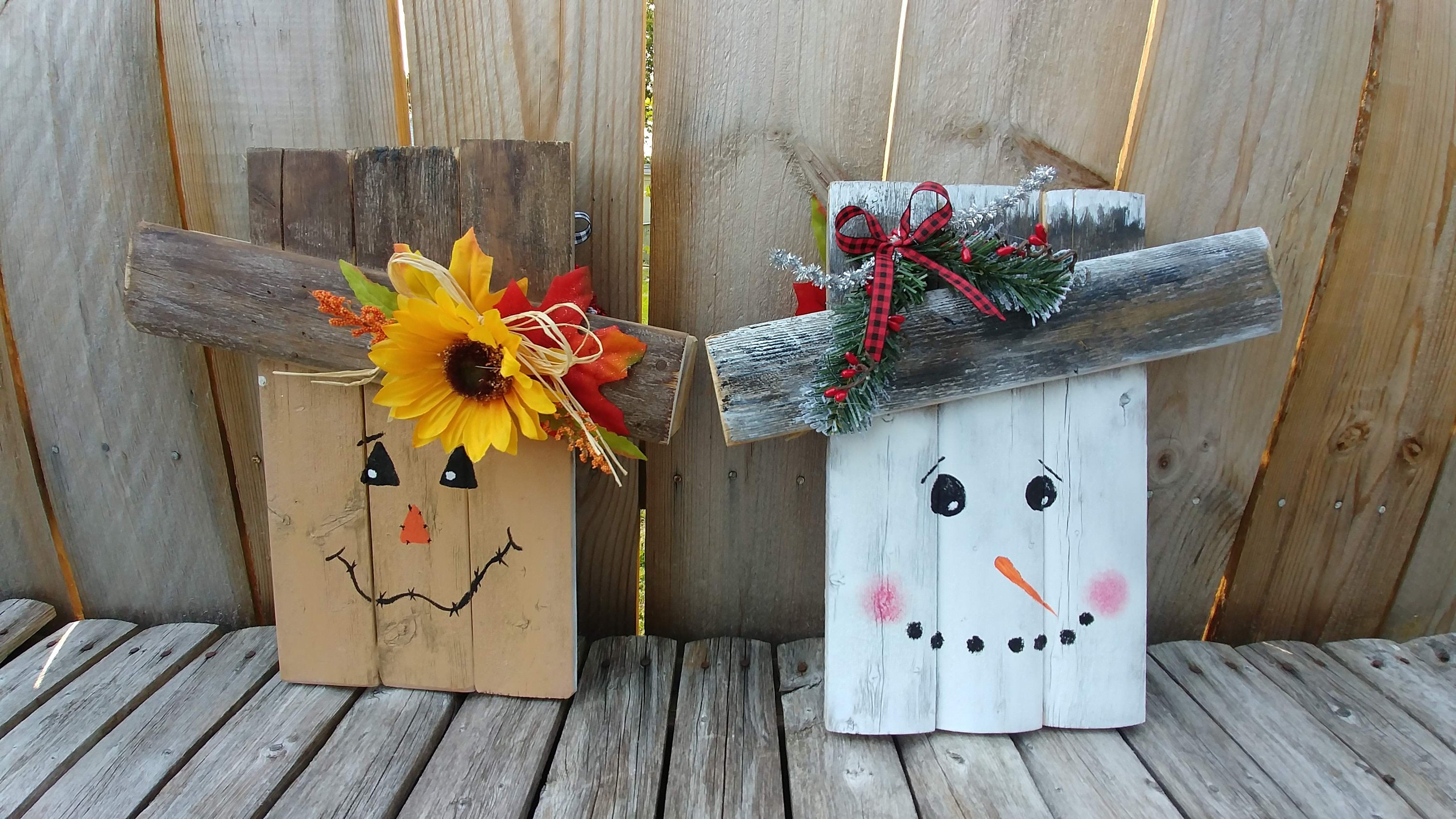 Scarecrow/snowman Reversible Wall/door Hanging - Etsy