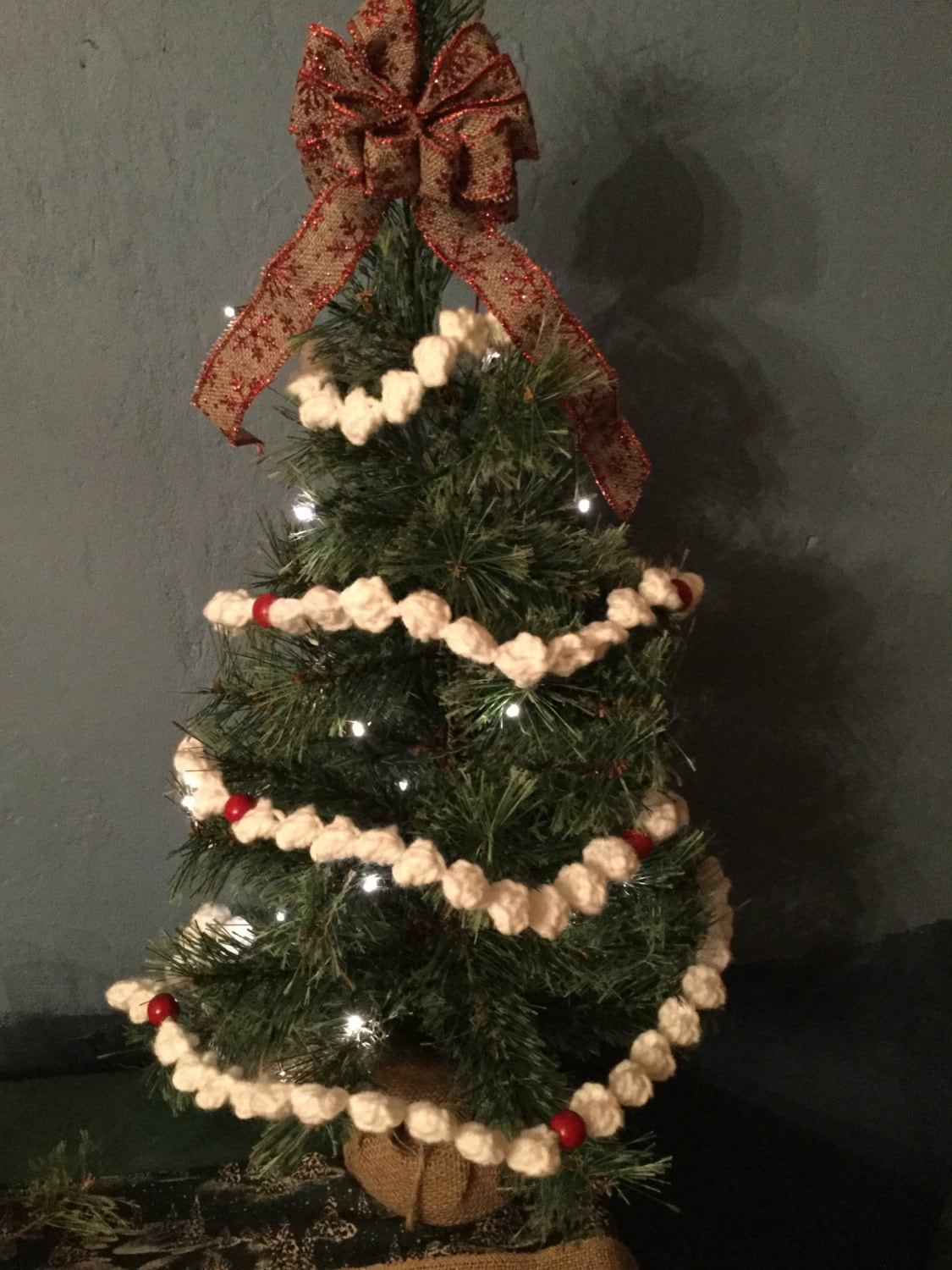 Crocheted Christmas Popcorn Garland - Etsy