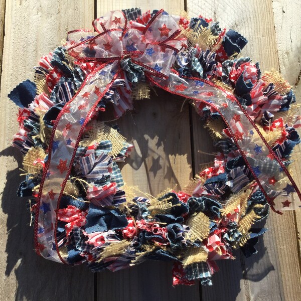 Patriotic Rag Wreath - Etsy