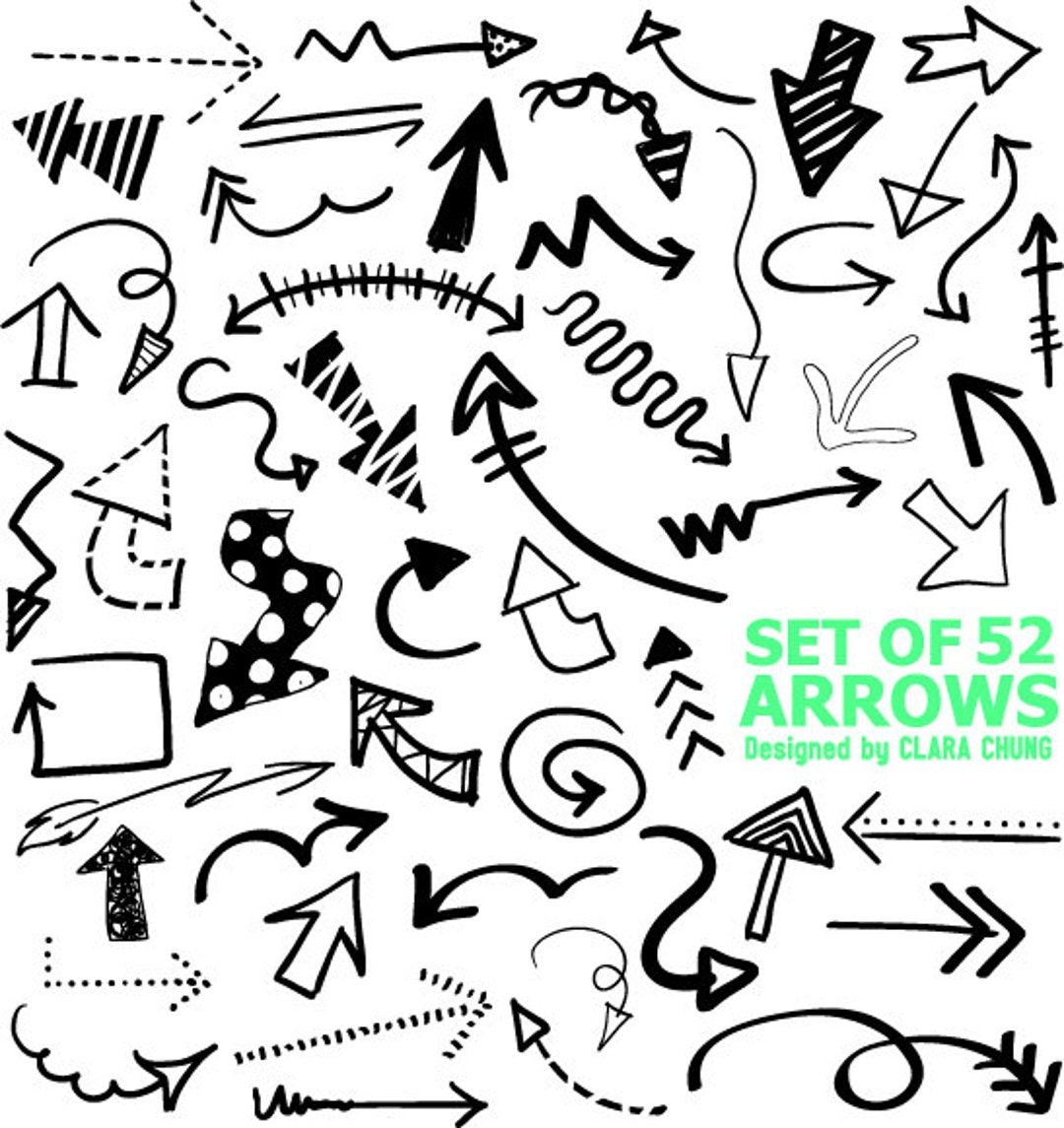 Digital Hand Drawn Arrows, Arrows Vector, Arrows Clip Art, Arrows Icons ...