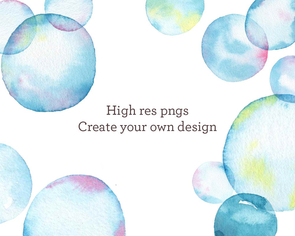 Watercolor Hand Painted Bubbles, Bubbles Digital Clipart Set, Bubbles ...