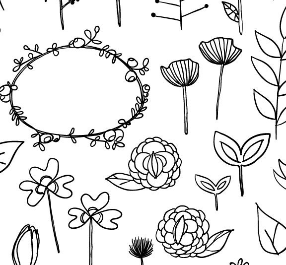 Digital Hand-drawn Plants Vector, Plants Clipart Bundle, Vector Leaves ...