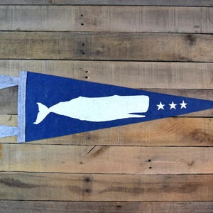 White Whale Felt Pennant on Blue Felt - Etsy