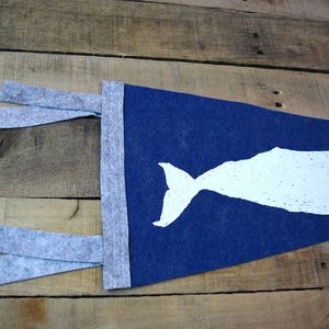 White Whale Felt Pennant on Blue Felt - Etsy