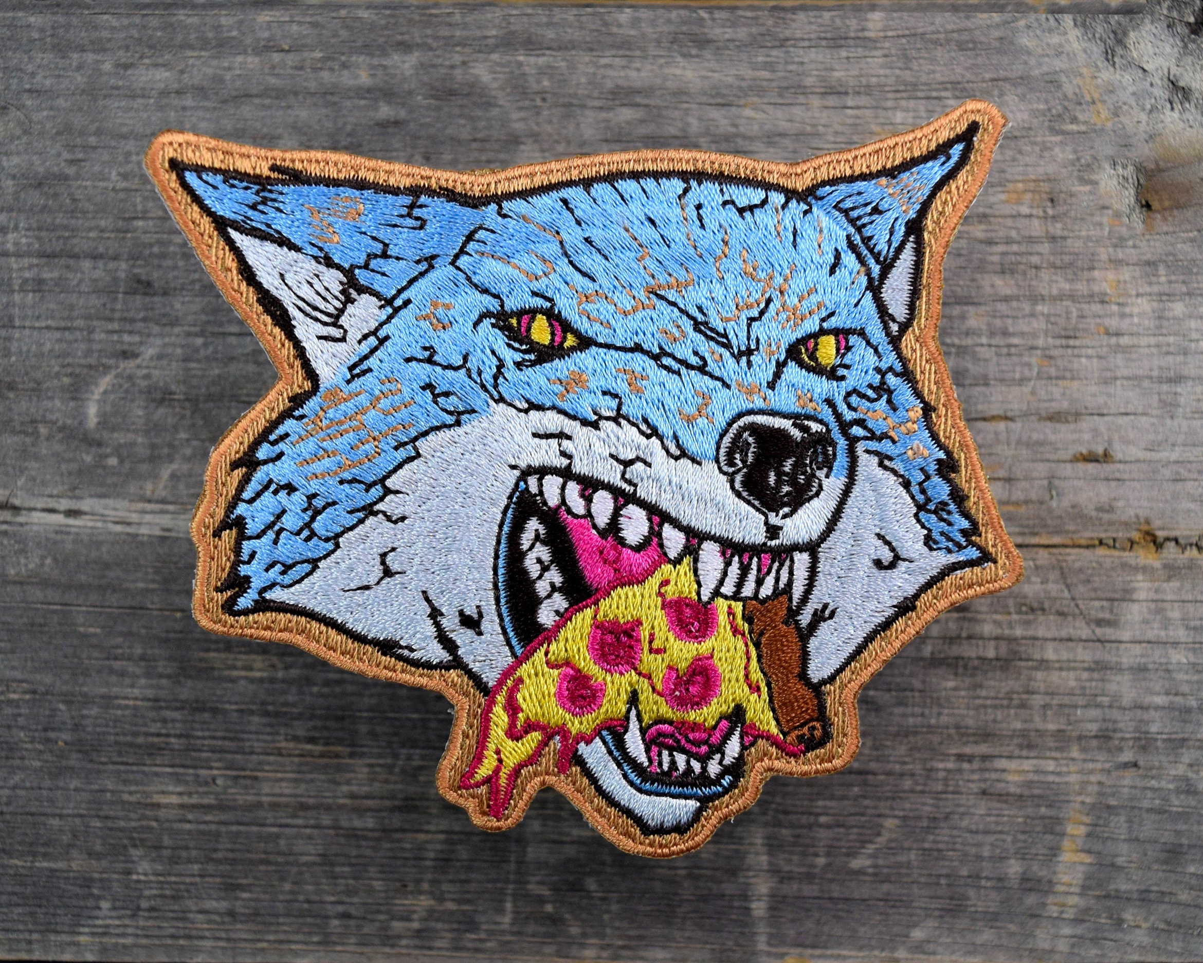 Pizza Wolf Embroidered Patch - Etsy