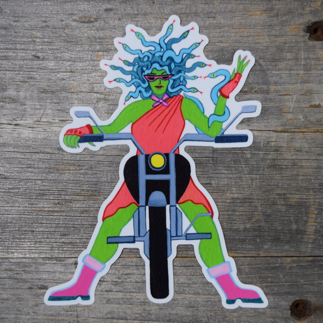 Medusa Biker Vinyl Sticker - Etsy