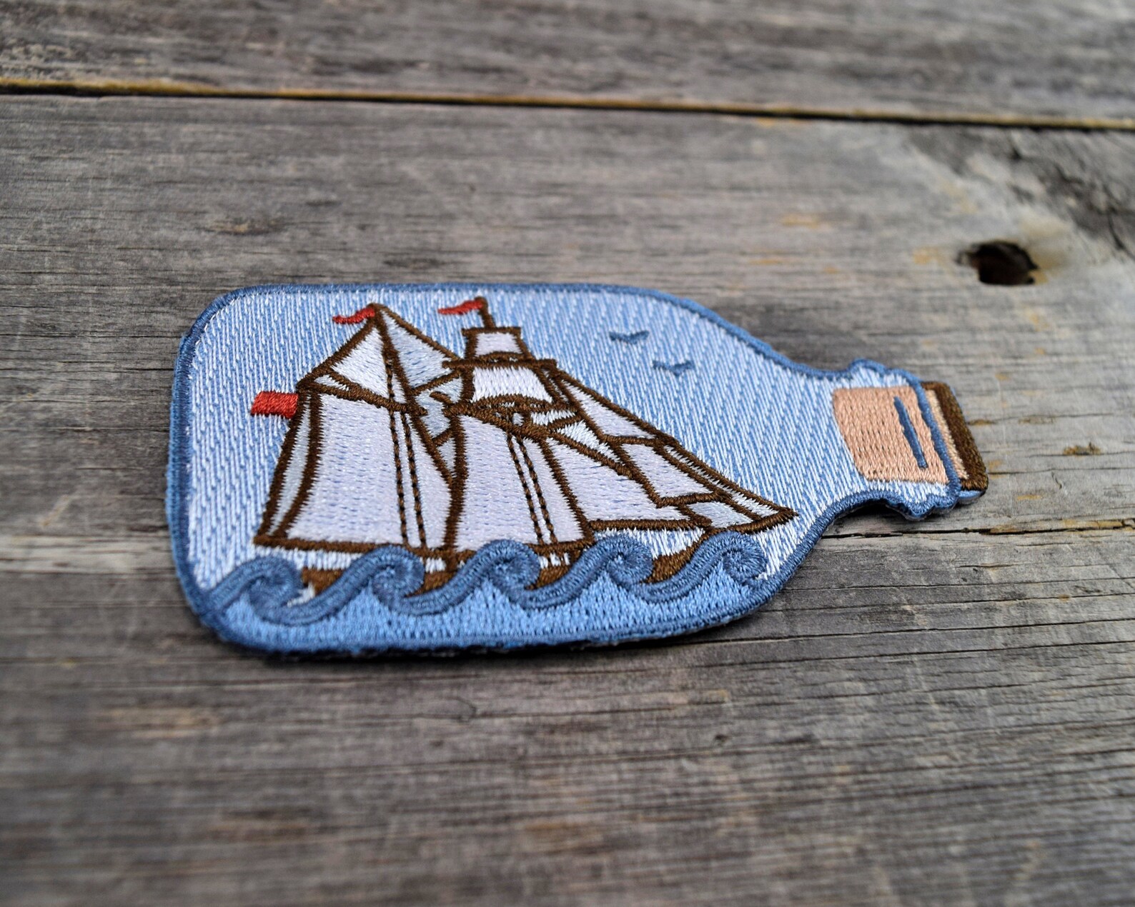 Ship in a Bottle Embroidered Patch - Etsy