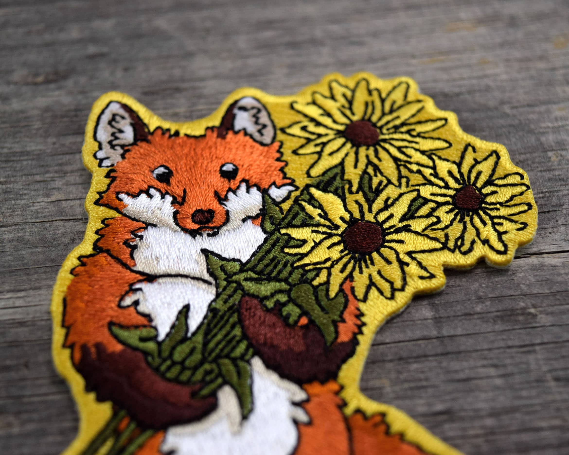 Fox & Flowers Embroidered Patch - Etsy