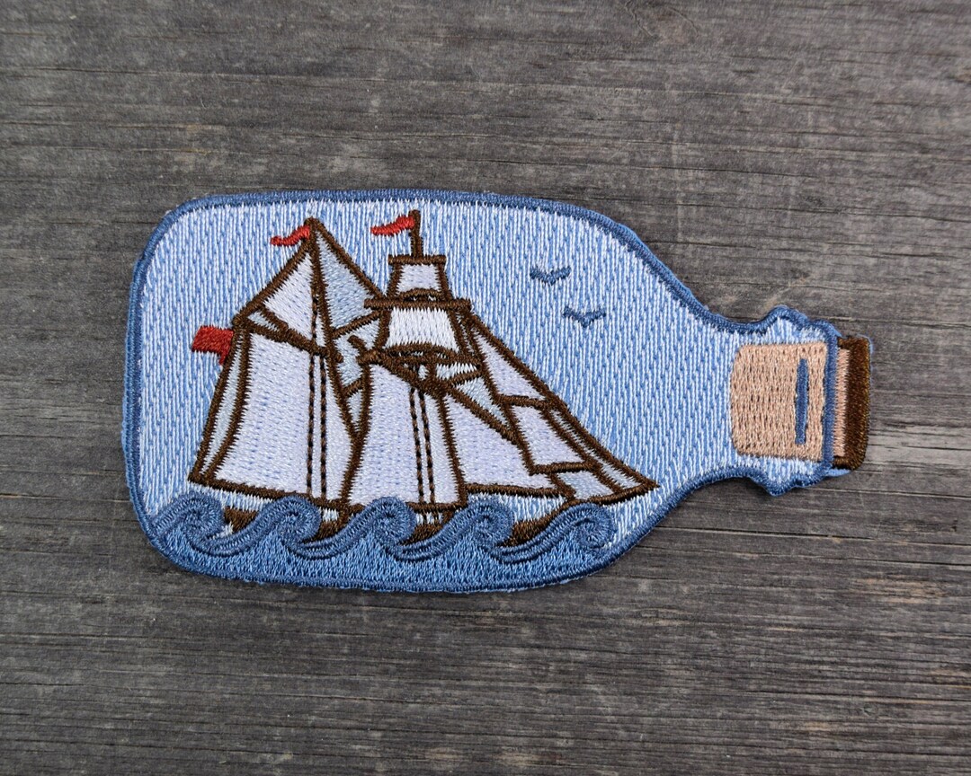 Ship in a Bottle Embroidered Patch - Etsy