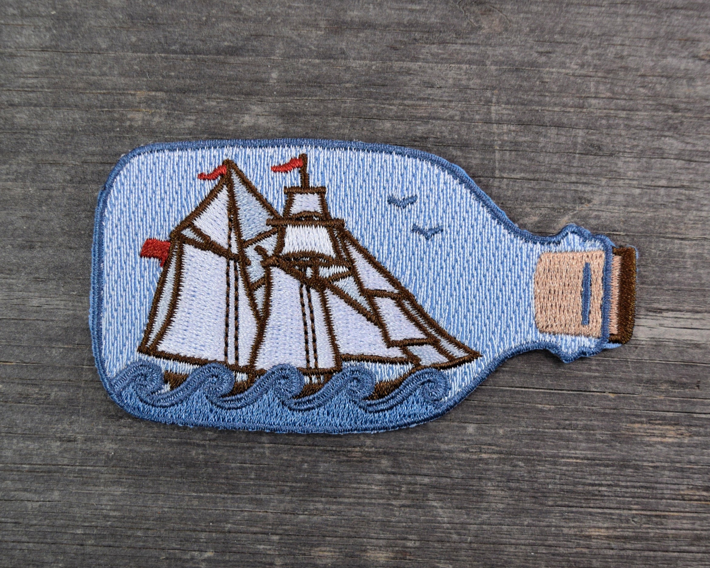 Ship in a Bottle Embroidered Patch | Etsy