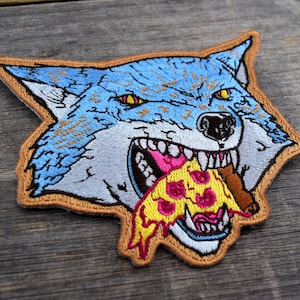 Pizza Wolf Embroidered Patch - Etsy