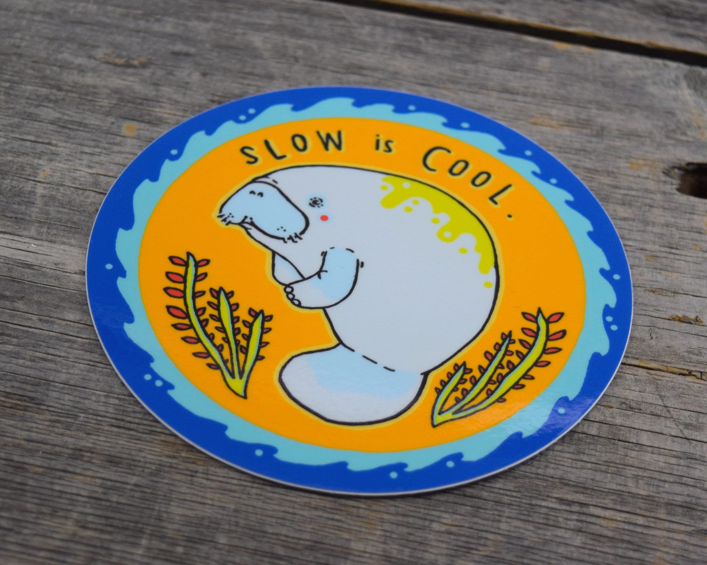 Slow is Cool Manatee Vinyl Sticker - Etsy