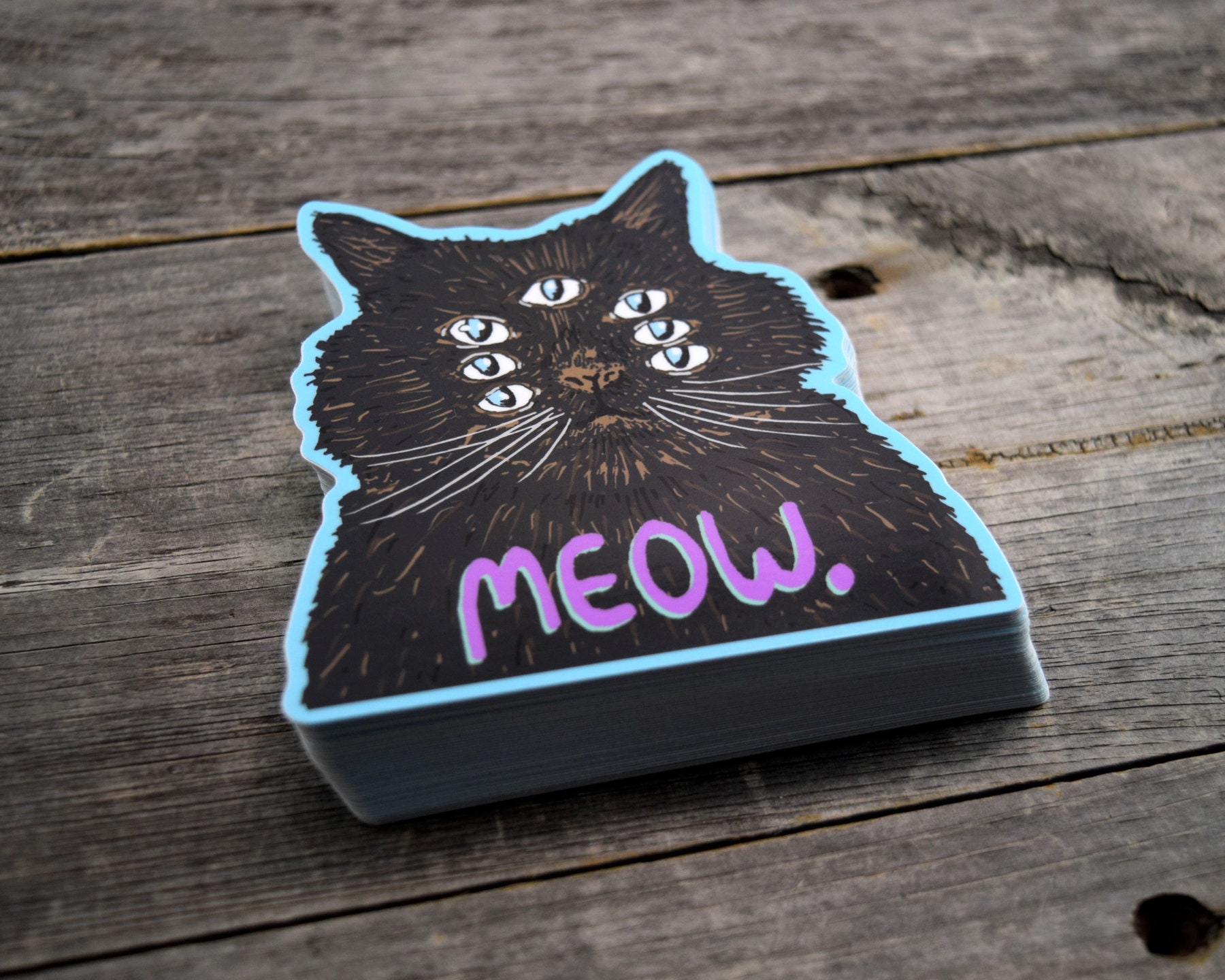 Meow Cat. Vinyl Sticker - Etsy