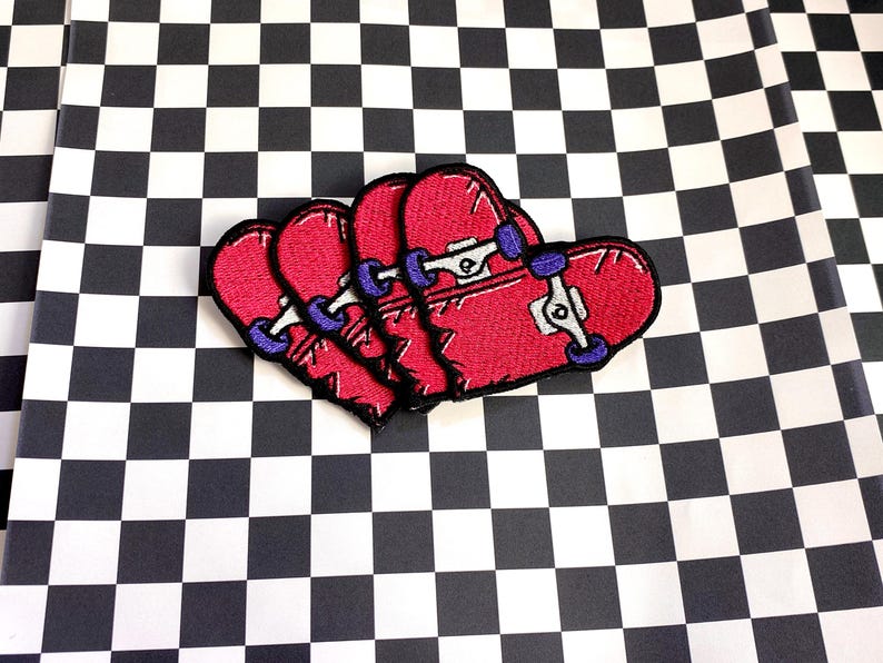Skateboard Heart Patch Embroidery Patch Iron On - Etsy