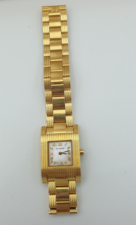 Vintage 18K gold Bucherer quartz watch/ gold watch/ B… - Gem