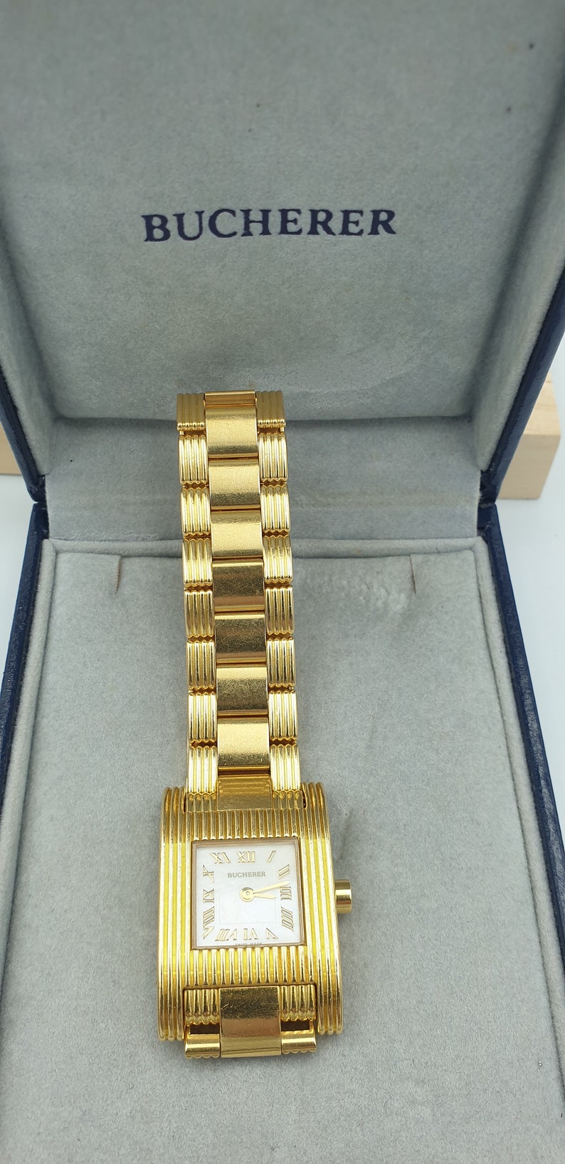Vintage 18K Gold Bucherer Quartz Watch/ Gold Watch/ Bucherer Watch ...