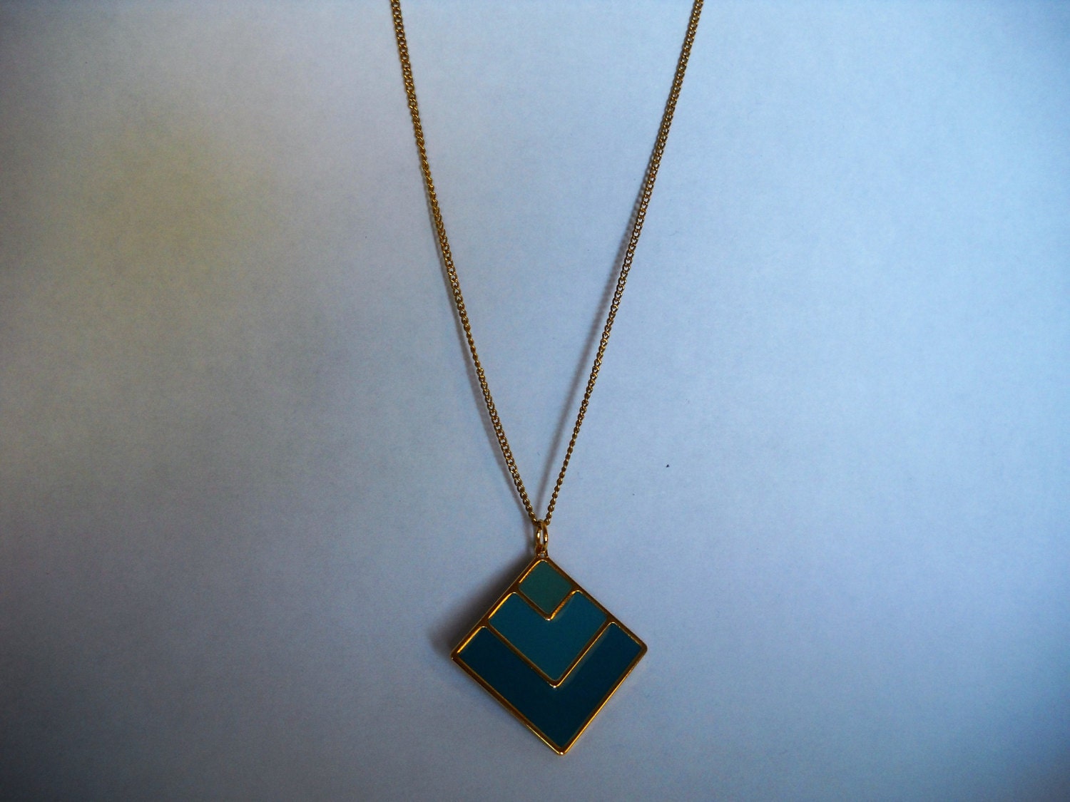 Late 80's Necklace geometric brass medallion gold plated | Etsy