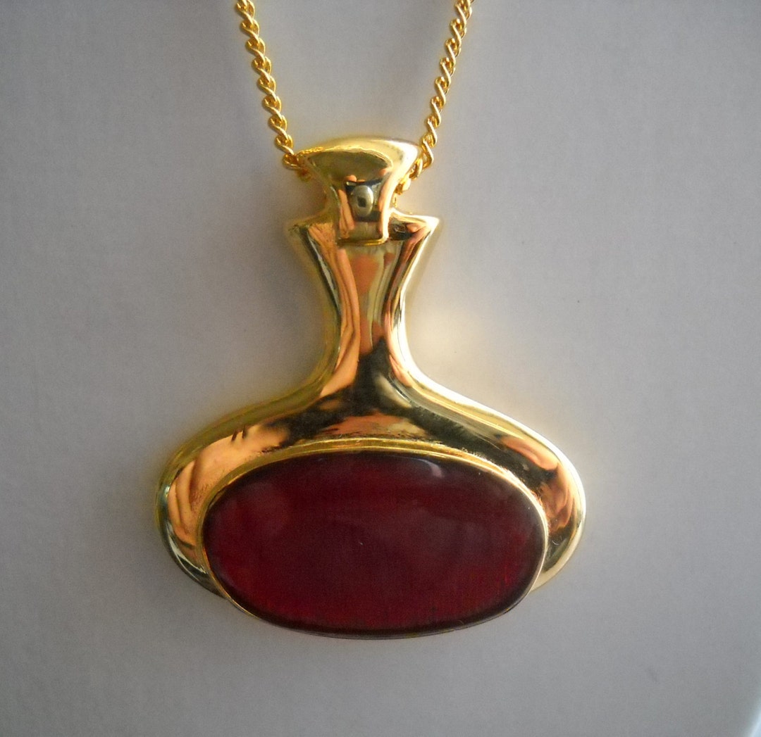 70s Arcane Pendant in a Gold Plated Curb Chain. Art Deco Necklace ...