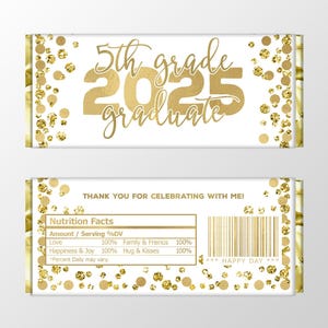 5th Grade Graduate Candy Wrappers Gold Glitter 5th Grade Treat ...