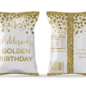 Golden Birthday Chip Bag Label Personalized Chip Bag Labels for Girl ...