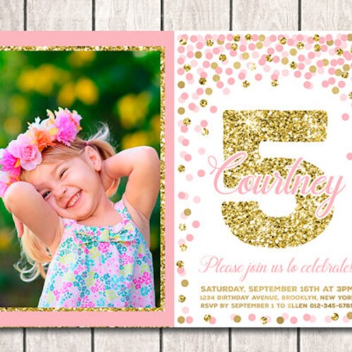 5th Birthday Invitation Printable Fifth Birthday Invite With | Etsy