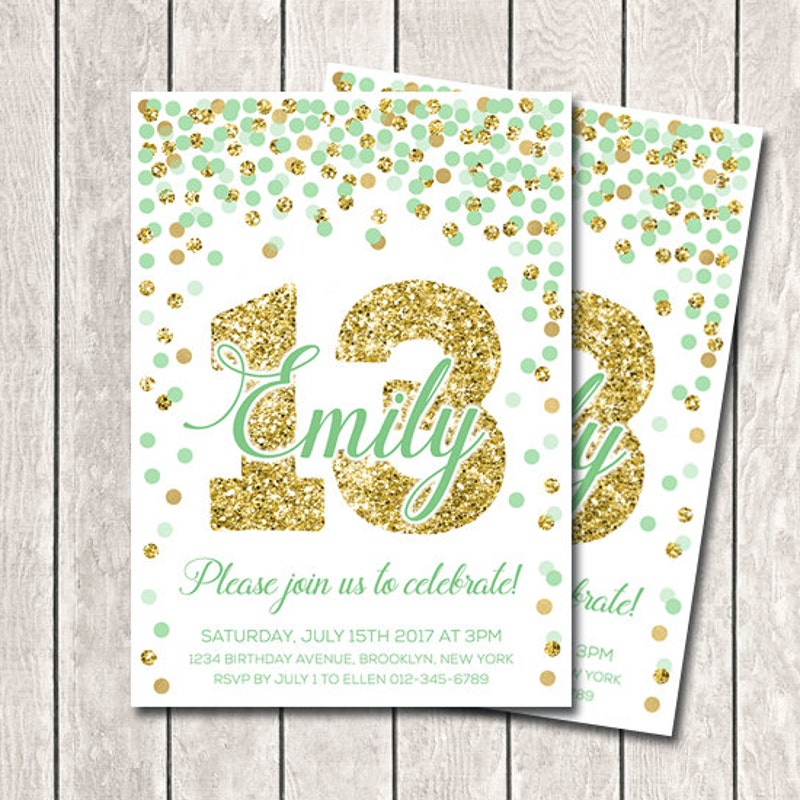 Mint Invitation - Etsy