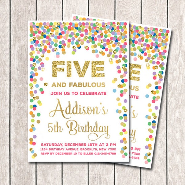 Girl 5th Birthday Invitations - Etsy