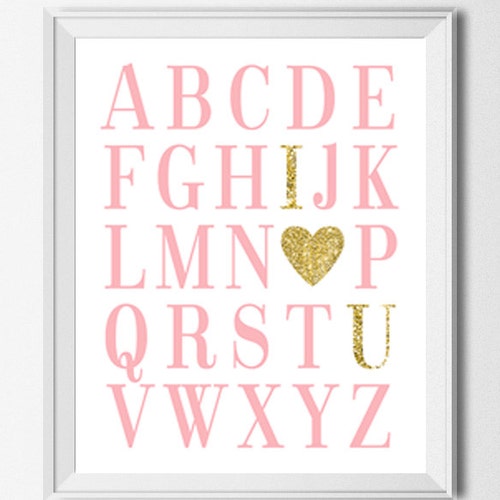 ABC Print Gold and Pink Alphabet Print Pink and Gold Nursery - Etsy
