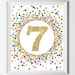 Number 7 Sign Seven Print 7th Birthday Party Decor Rainbow and Gold ...