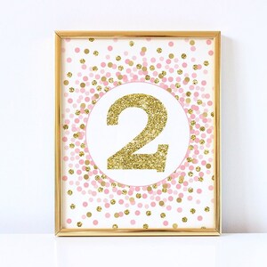 Gold Number 2 Sign Printable Pink and Gold 2nd Birthday | Etsy