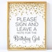 Please Sign and Leave A Note for the Birthday Girl Sign Printable Gold ...