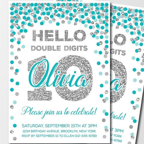 10th Birthday Invitation Girl Double Digits Birthday - Etsy