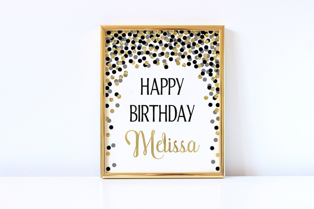 Personalized Happy Birthday Sign Girl Birthday Celebration Black and ...