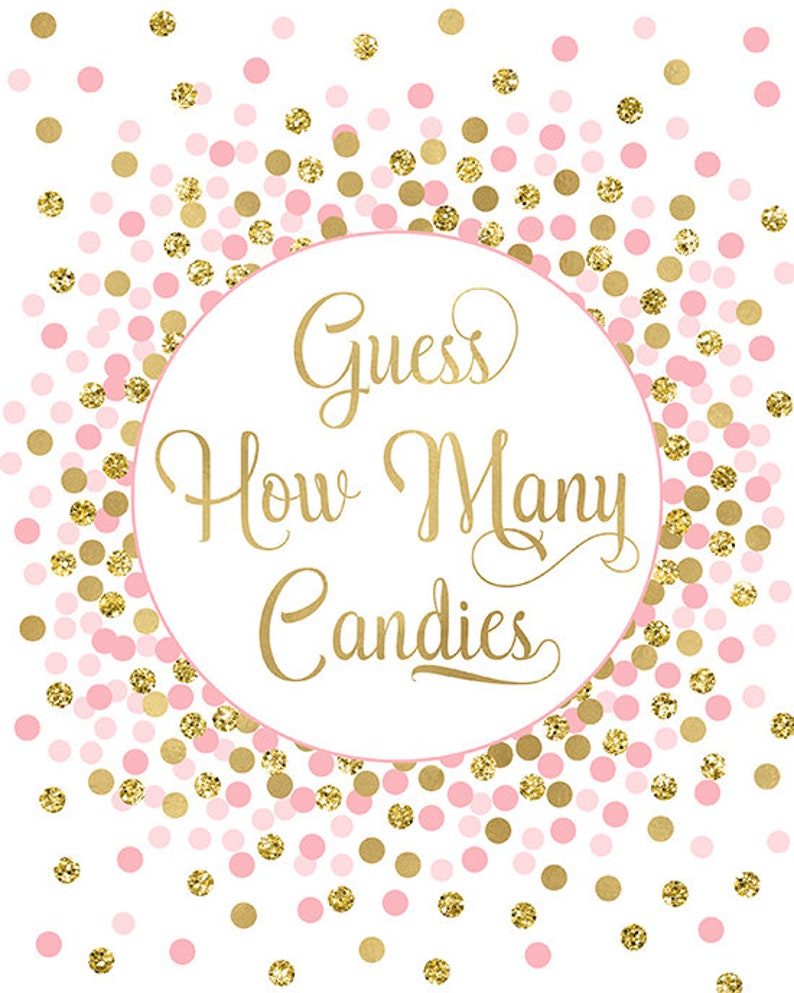 Guess How Many Candies Game Printable Girl Baby Shower | Etsy