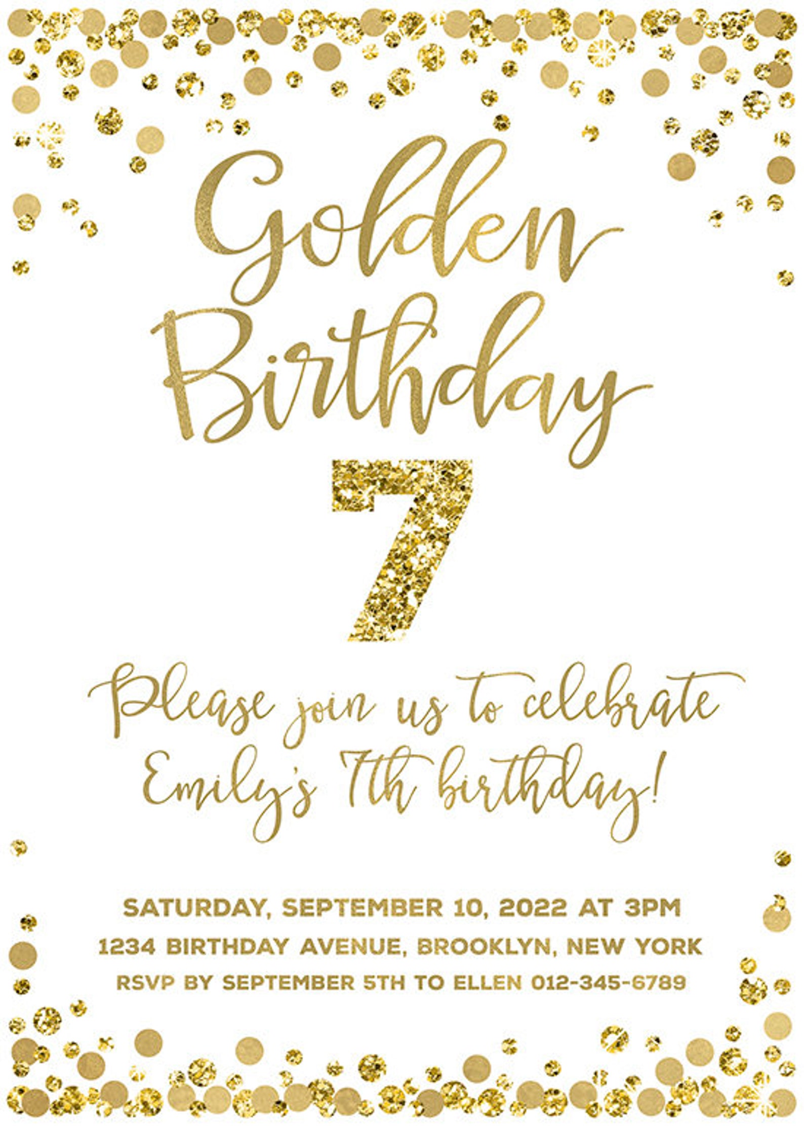 Golden Birthday Invitation Gold Glitter Birthday Invitation - Etsy