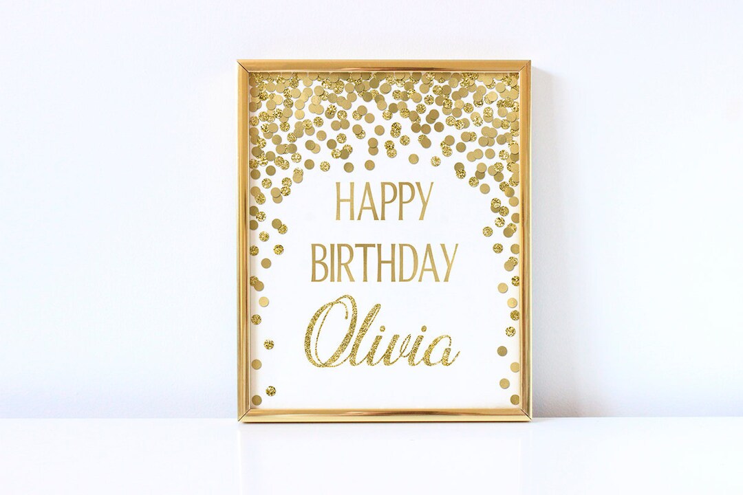 Gold Happy Birthday Table Sign Gold Glitter 13th Birthday Decoration ...