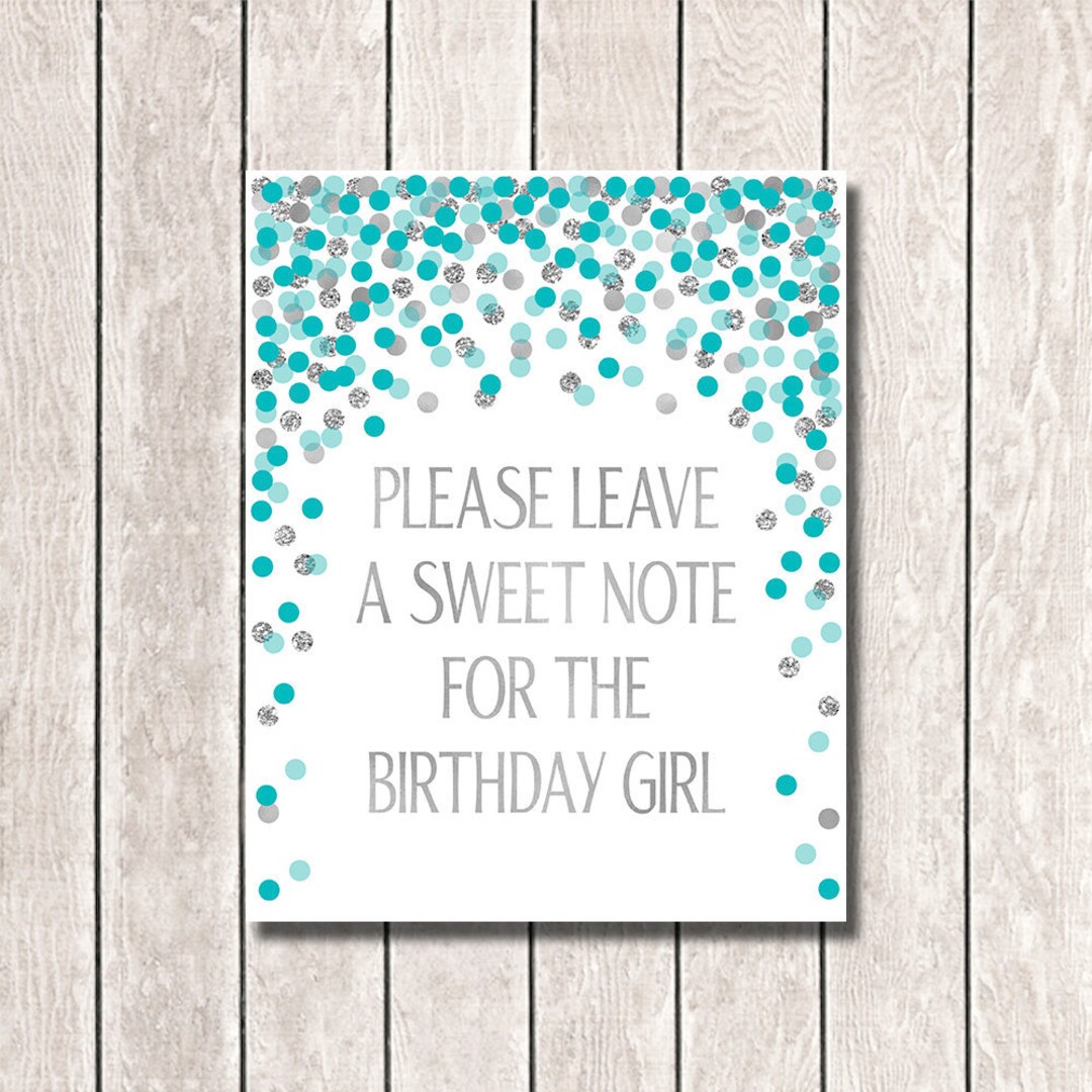 Please Leave A Sweet Note to the Birthday Girl Sign Printable Party ...