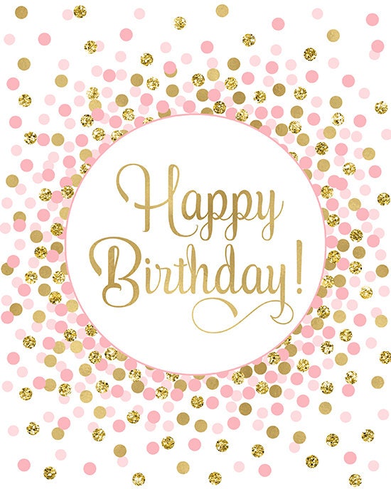 Happy Birthday Sign Printable Happy Birthday Print Pink and Gold ...
