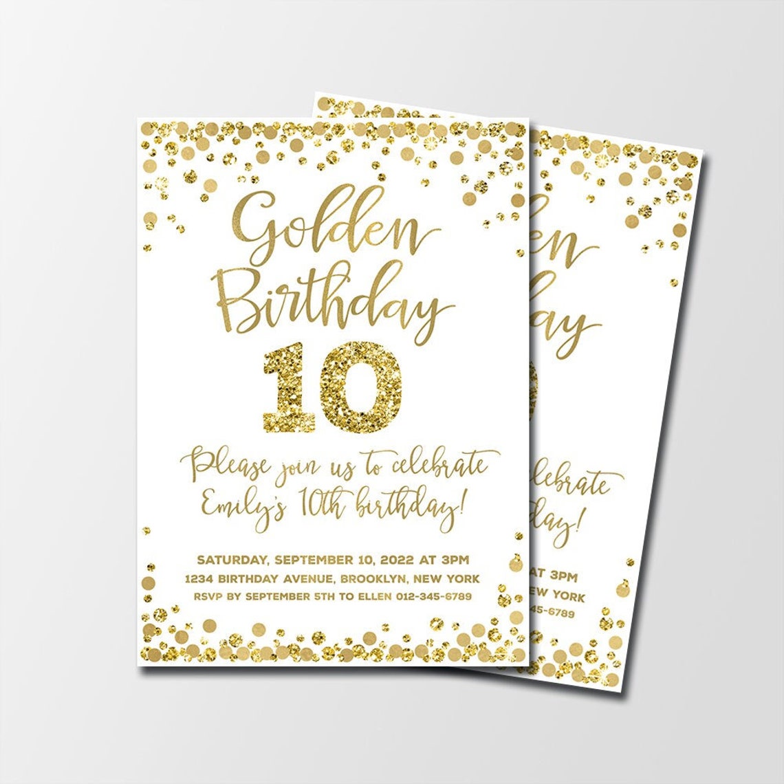 Golden Birthday Invitation Gold Glitter Birthday Invitation - Etsy