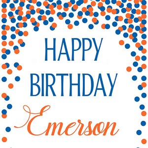 Happy Birthday Sign Blue and Orange Birthday Decorations Personalized ...