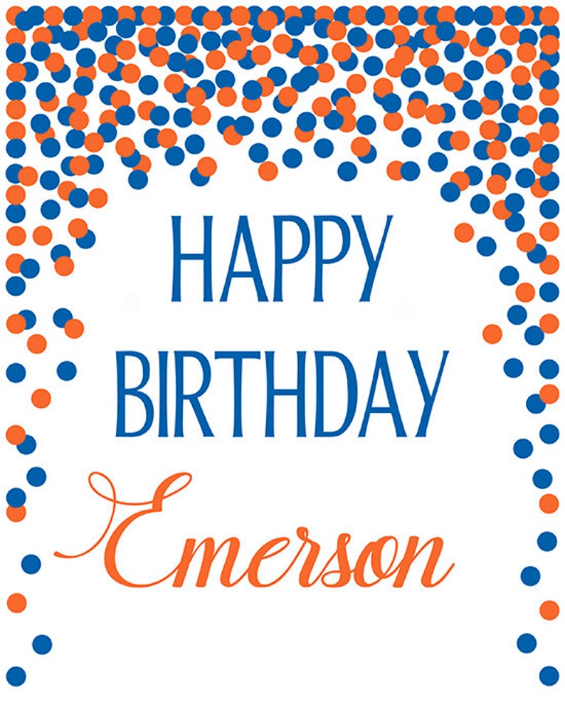 Happy Birthday Sign Blue and Orange Birthday Decorations - Etsy