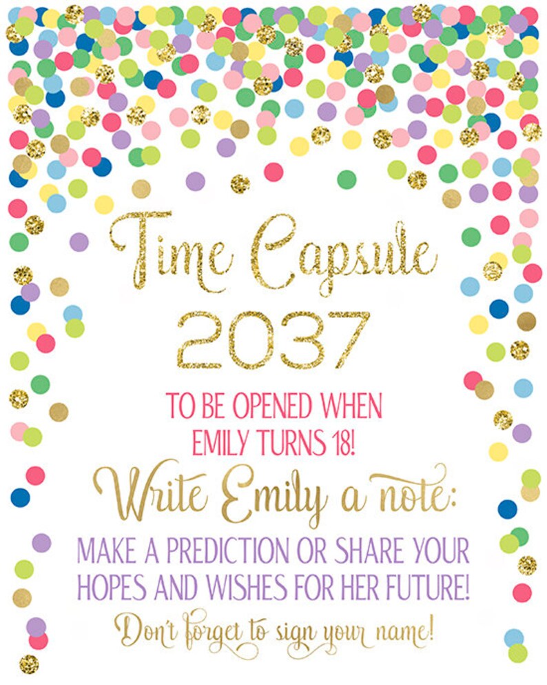 Time Capsule First Birthday Rainbow and Gold Personalized Time | Etsy