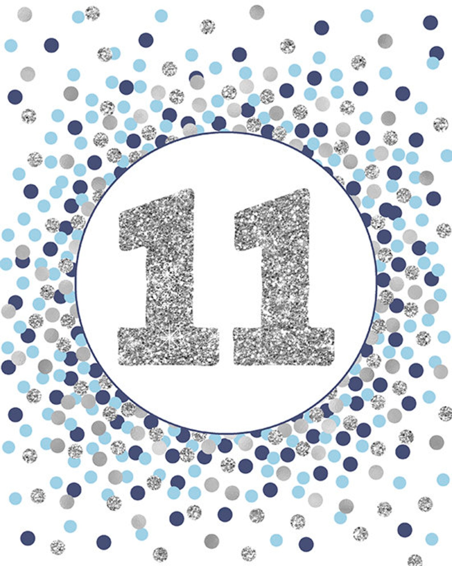Number 11 Sign Navy Blue Silver Confetti Decorations 11th | Etsy