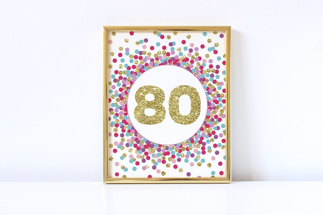Number 80 Sign 80th Birthday Decorations 80th Birthday Party Table Sign ...