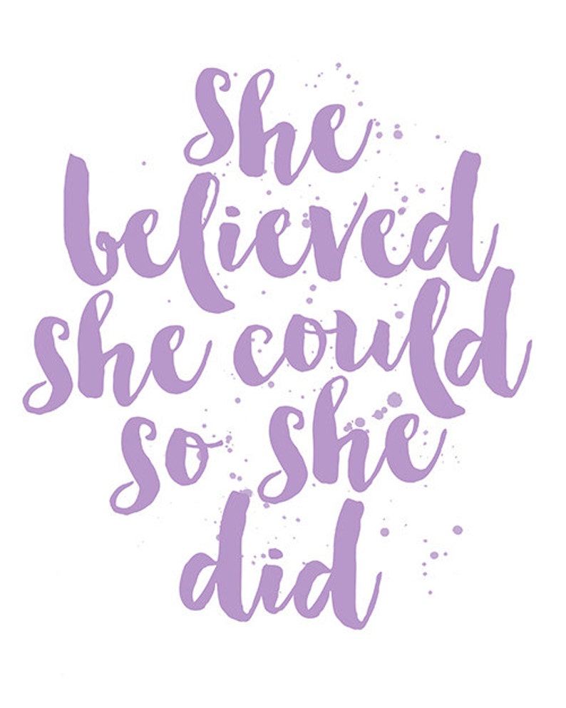 She Believed She Could so She Did Print Purple Nursery Decor - Etsy