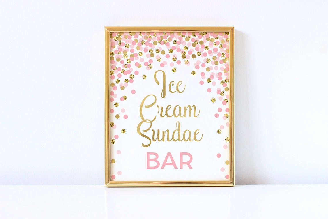 Ice Cream Sundae Bar Sign Printable Dessert Bar Sign Pink and - Etsy