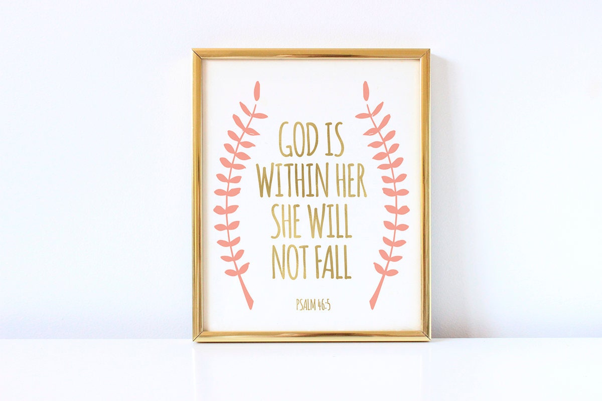God Is Within Her She Will Not Fall Psalm 46:5 Coral Gold | Etsy