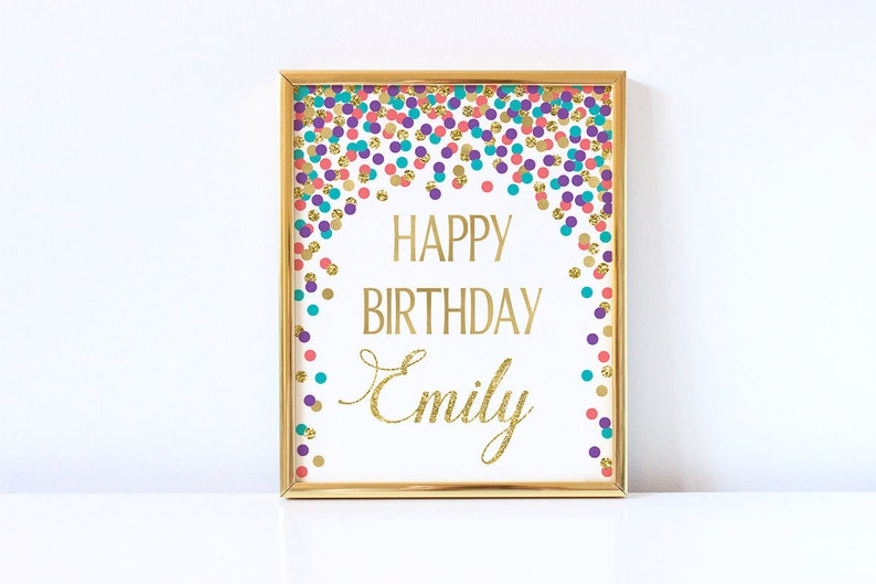 Custom happy birthday sign Personalized happy birthday print | Etsy
