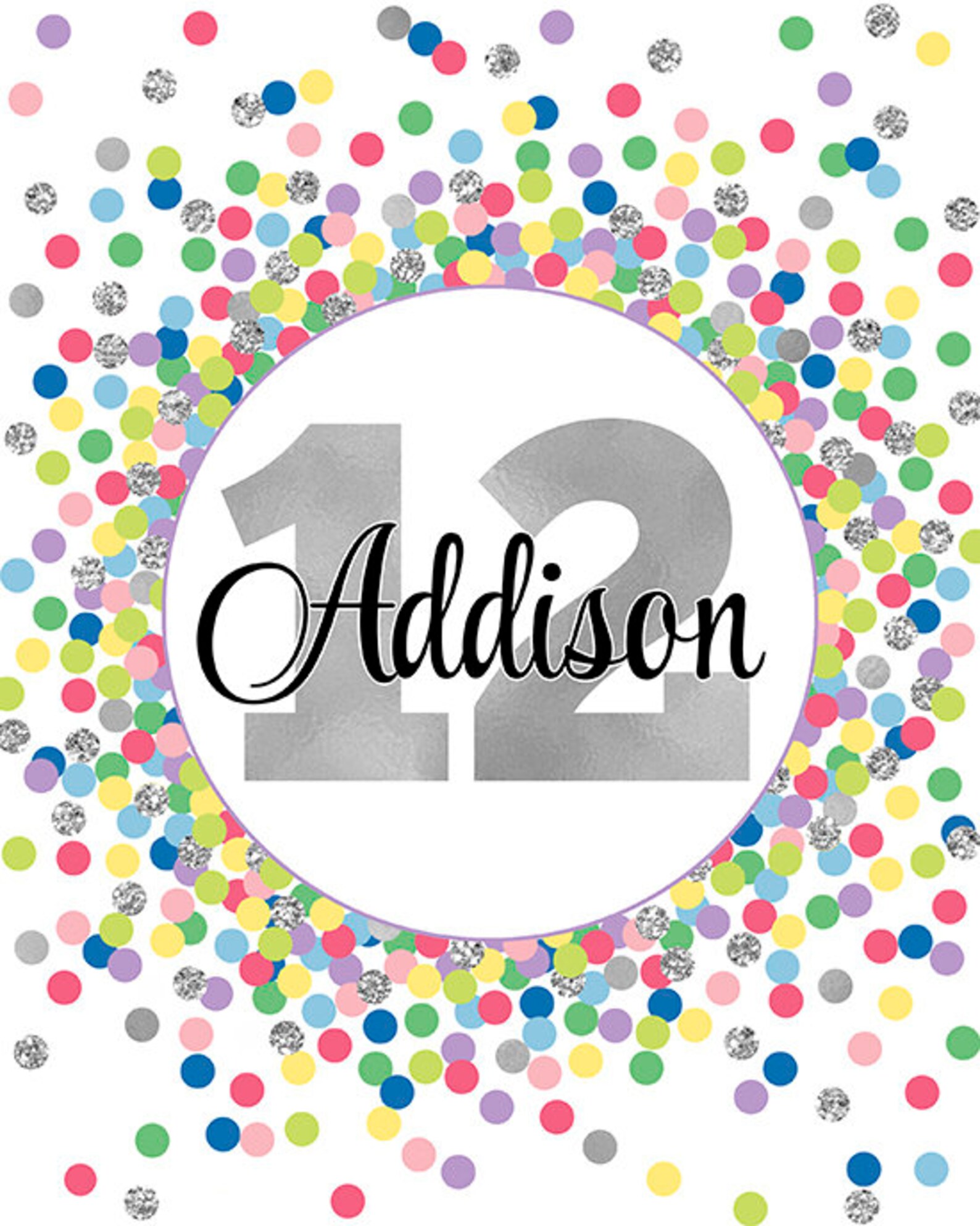 Name Sign Printable Rainbow and Silver 12t Birthday - Etsy